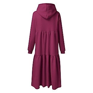 LKPJJFRG High Waist Smocked Flowy Tiered Mixi Dress Crew Neck Gingham Flare Dress Tie Waist Slim Fit Slit Maxi Dress Hot Pink