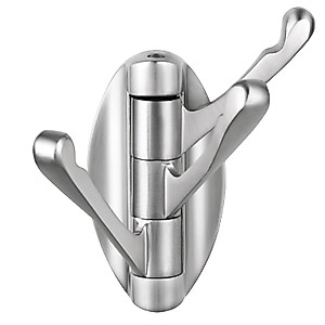 Suyar Brushed Nickel Bathroom Towel Hook, Solid Metal Robe Holder 3 Swivel Foldable Arms, Flexible Rotating Towel Hook for Hanging Coat Clothes, Wall Mounted