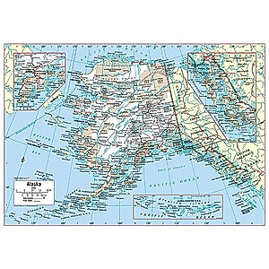 Cool Owl Maps Alaska State Wall Map Poster Large Print Rolled 34W"Hx24"H - paper