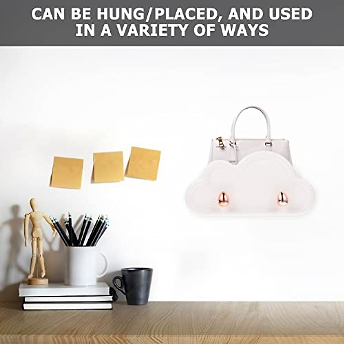 VALICLUD 1pc with Purse Kitchen Installation Non-Punch Holder Free Shelves Hanging Self Bathroom Adhesive Floating Clothes Multifunction Traceless Wallet Bedroom Punch-Free Household Shelf