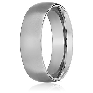 Sabrina Silver 6mm Titanium Plain Wedding Band/Thumb Ring Domed Comfort-Fit Matte Finish 5/16 inch size 9
