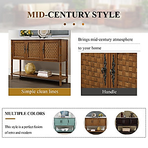 Tidyard Entryway Table with Artificial Stone Look Tabletop, 47" Modern Console Table with Storage, Rustic Sofa End Table with Open Shelf Oak for Entryway, Foyer, Living Room, Bedroom Furniture