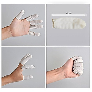 Disposable Latex Finger Cots Rubber, 140g(Approx 205PCS) Fingertips Protective Finger Art Latex Tissue Finger Cot (White)