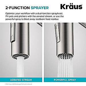 Kraus KPF-2631MB Oletto Commercial Style Pull-Down Single Handle Kitchen Faucet with QuickDock Top Mount Installation Assembly, Matte Black