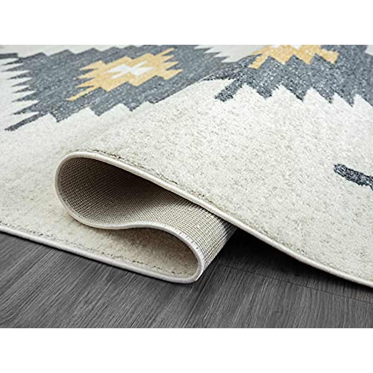 Abani Contemporary Southwestern Print 5'3" x 7'6" (5'x8') Area Rug - Non-Shed Yellow & Grey Rugs Living Room Rug