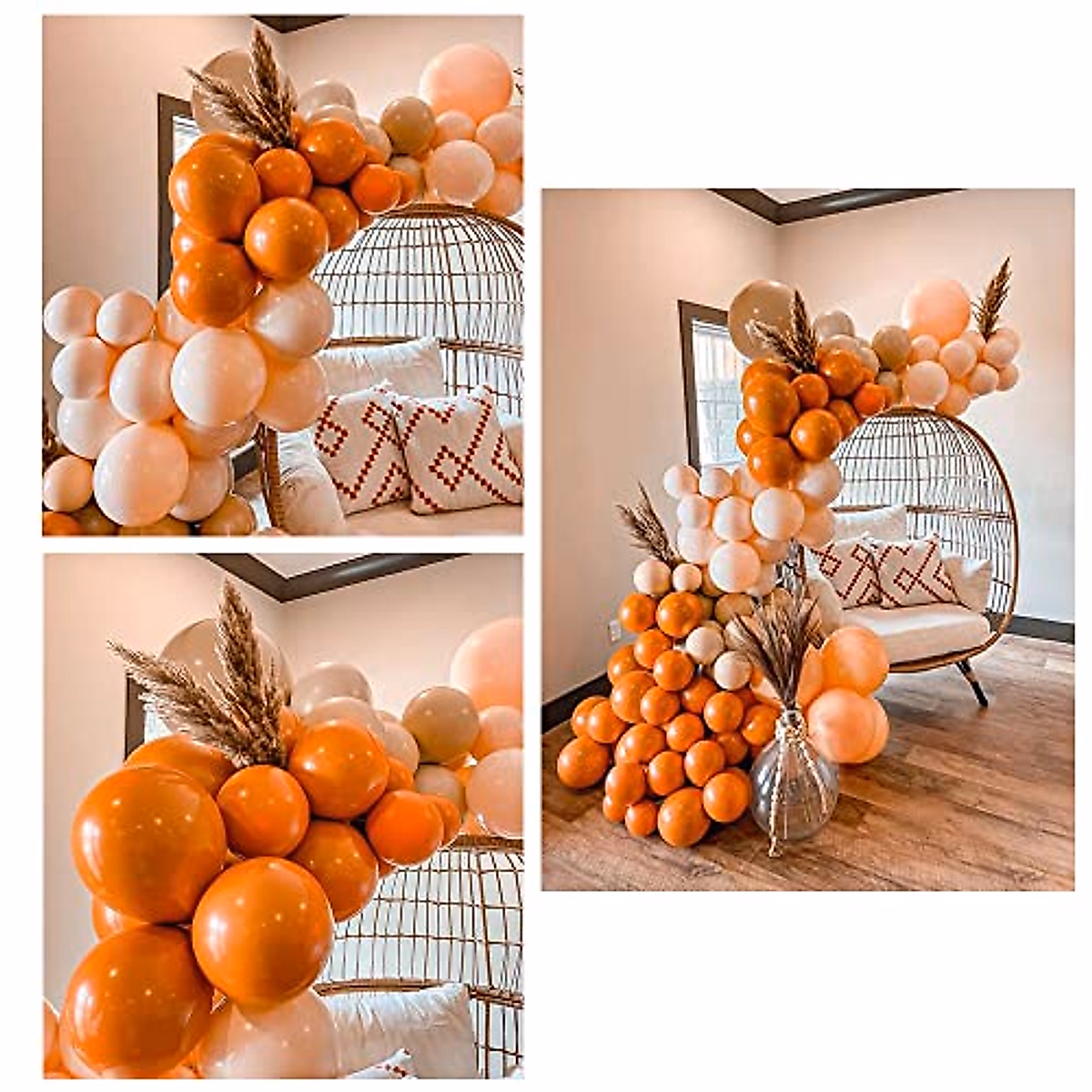 Double Stuffed Orange Cream Peach Apricot Balloons Garland Arch Kit-Small&Large Double Stuffed Balloons Beautiful Colours For Gender Reveal Party, Birthday Party, Baby Shower, Bridal Shower