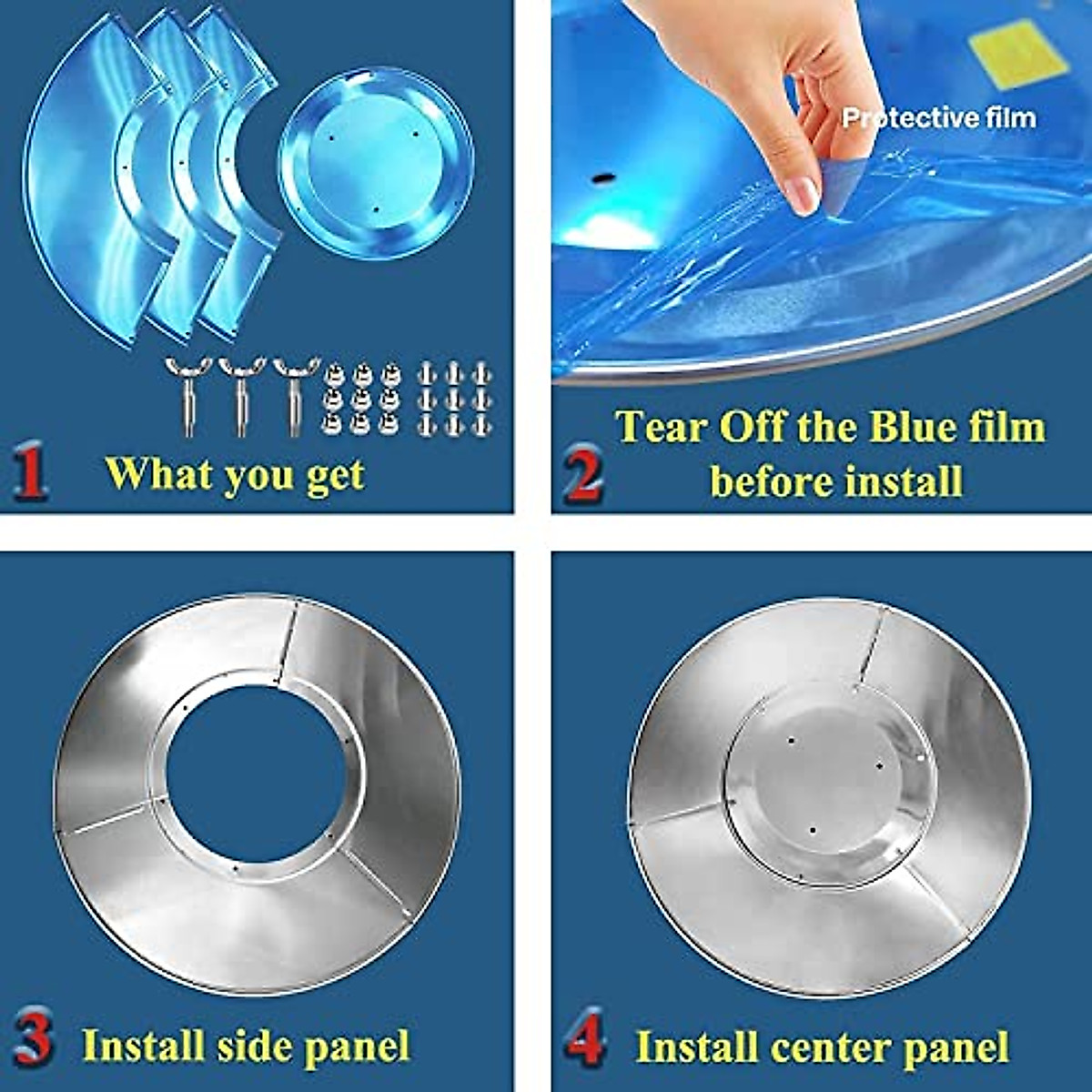 2 Units Patio Heater Heat Reflector Shield, Replacement Dome Part for Outdoor Heaters Outdoor Propane Heater Replacement Aluminium Top