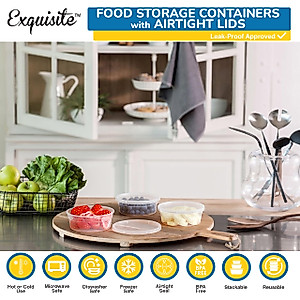 Exquisite Disposable 8 oz Plastic Containers With Lids - 48 Pack - Leak Resistant, Stackable, Microwave & Freezer Safe - Clear Rectangular Deli Containers