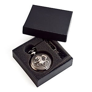 BOSHIYA Fullmetal Alchemist Pocket Watch with Chain Vintage Quartz Pocket Watch for Cosplay Accessories Anime Merch