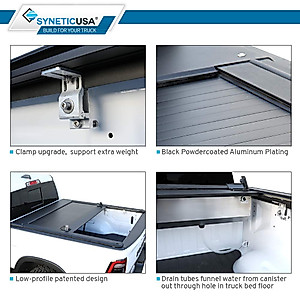 Syneticusa Retractable Tonneau Cover Fits 2019-2023 Ford Ranger 5' (61”) Truck Bed Aluminum Matte Black Low Profile Waterproof Off Road Rack Ready