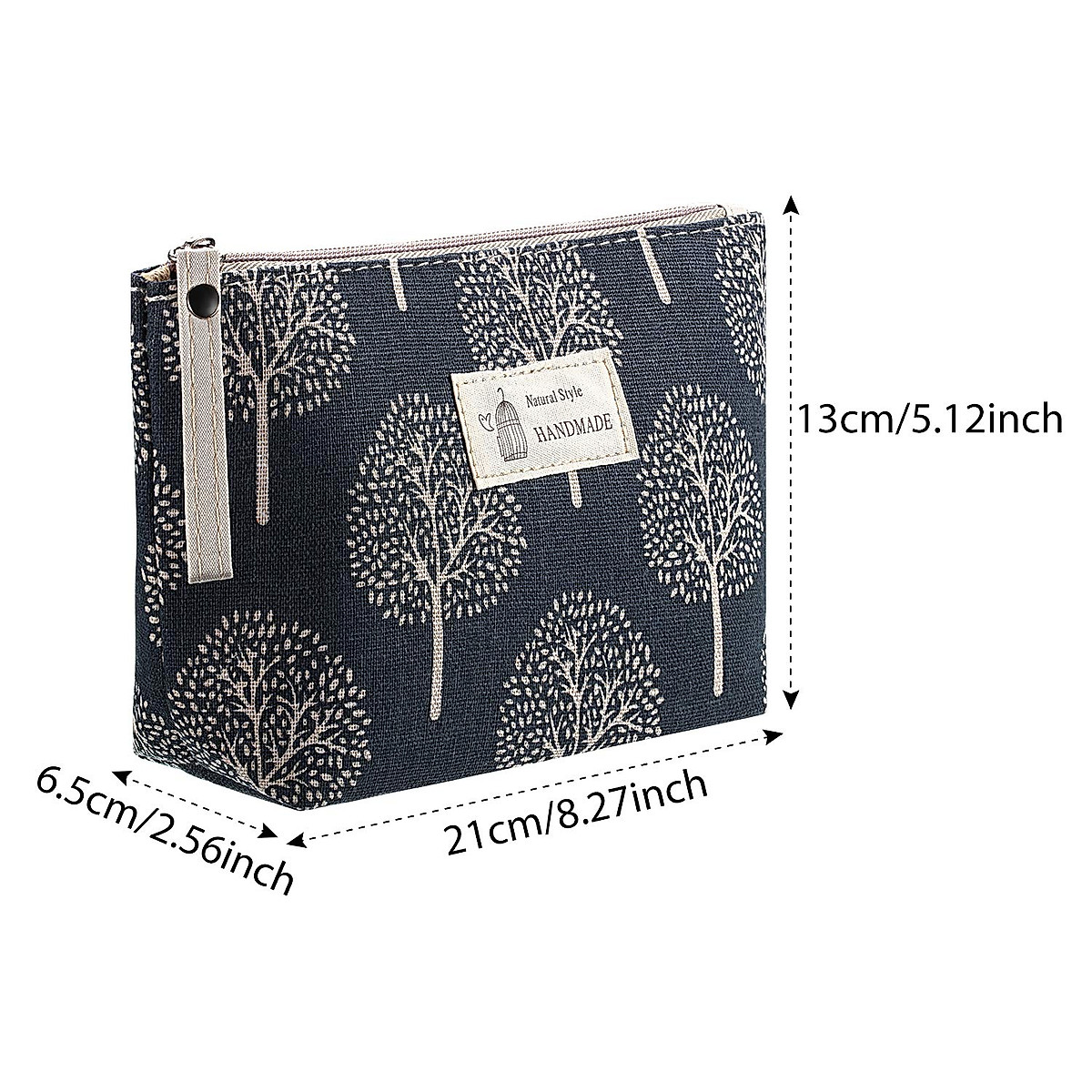 4 Pieces Canvas Cosmetic Bags Set Printed Makeup Bags with Zipper Multi-Functional Canvas Travel Pouch for Women Girls Vacation Travel Toiletry Bag, 4 Styles (Whale, Bear, Tree, Leave, Small)