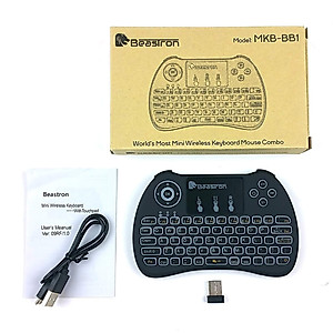Beastron (Upgraded) 2.4G Mini Wireless Keyboard with Touchpad Mouse＆QWERTY Keyboard, Backlit Portable Keyboard Wireless with Remote Control for Laptop,PC,Google Android TV,Xbox,PS3/4 .Black