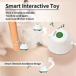 lifefav Cat Toys, Interactive Cat Toy with Laser Pointer - Automatic Cat Wand Toy with Feather, Smart Obstacle Avoidance, Movable Rechargeable Cat Exercise Toys for Indoor Cats Kitten