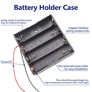 TWTADE 8PCS Battery Holder Case in Series Double 1/2/3/4 Slots 3.7V with Wire Leads for 18650 Battery I-034