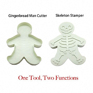 2Pcs Skeleton Cookie Mold, Skull Cookies Stampers SWEET SPIRITS Day of the Dead Cookie Cutter Gingerdead Men Cookie Cutter Halloween Christmas Bakeware Supplies