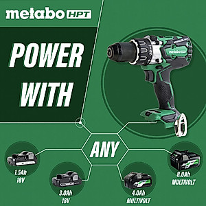 Metabo HPT 18V Cordless Brushless Driver Drill - Tool Only | No Battery | 1, 205 In/Lbs of Turning Torque | Reactive Force Control | 1/2" Keyless All-Metal Chuck | Lifetime Tool Warranty | DS18DBL2Q4