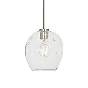 Catalina 9" Modern Clear Glass Round Mini Pendant Ceiling Light, Brushed Nickel