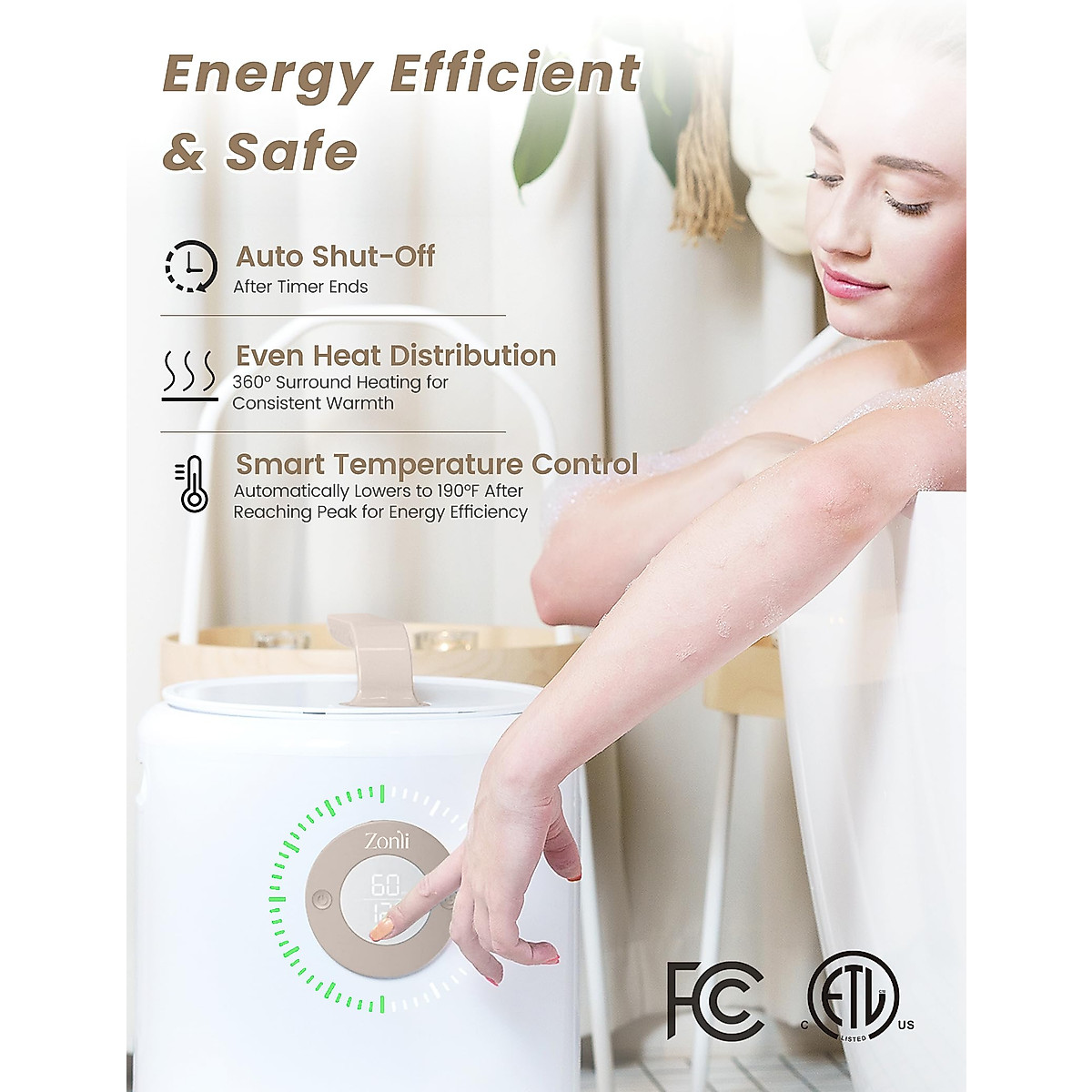 ZonLi Towel Warmer, Large Towel Warmers for Bathroom, Luxury Hot Towel Warmer for Spa, with Auto Shut-Off, Adjustable Timer, 20L Bucket Fits 2 Oversized Towels, Blankets, Swaddle