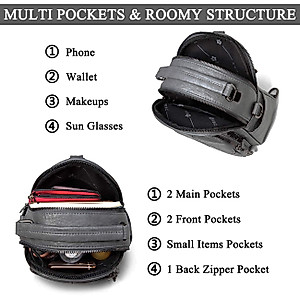 Kasqo Mini Backpack Purse for Women, Square Small Convertible PU Leather Backpack Fashion Shoulder Bag for Ladies -Brown