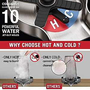 HGN Hot and Cold Glass Rinser,Temperature Adjustable Metal Bottle Washer for Kitchen Sinks,bottle washer for kitchen sink,Kitchen Sink Accessories,Brushed Nickel