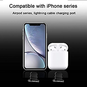 VIWIEU Metal Anti Dust Plug Compatible with iPhone 14 13 12 11 X XS XR 8 7 SE Mini Plus Pro Max iPad AirPods, 2 Pack Lightning Charging Port Cover Protectors with Plug Holder and Storage Box (Black)