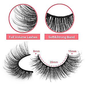 Natural Eyelashes 15mm Fake Lashes Cat Eye Mink Lashes Fluffy Volume Wispy Eyelashes Pack 16 Pairs by Zegaine
