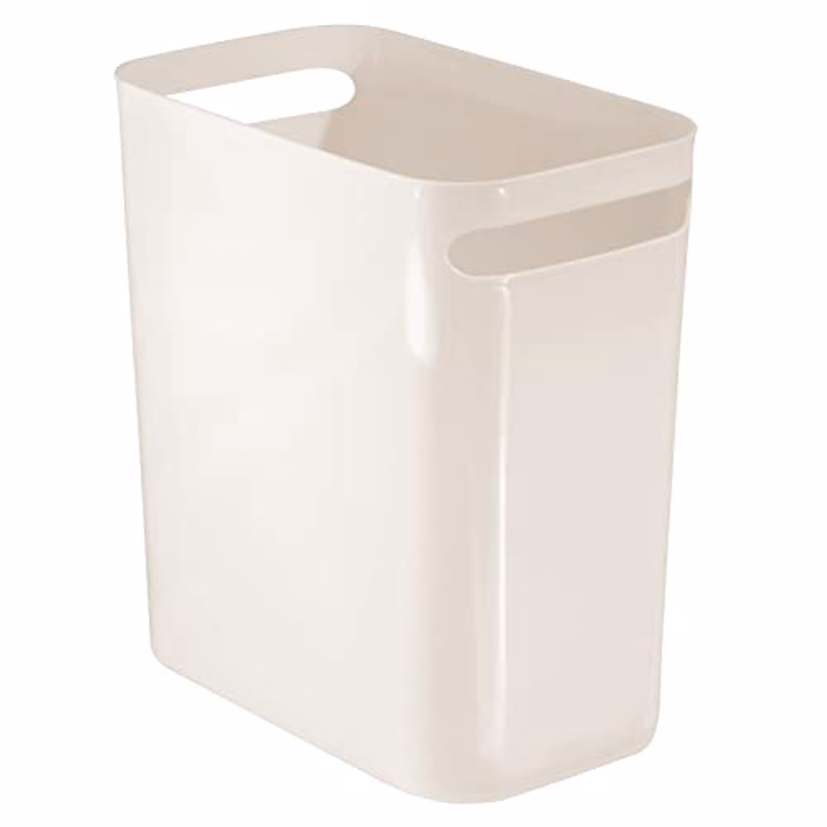 mDesign Plastic Slim Large 2.5 Gallon Trash Can Wastebasket, Classic Garbage Container Recycle Bin for Bathroom, Bedroom, Kitchen, Home Office, Outdoor Waste, Recycling - Aura Collection - Cream/Beige