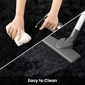 Terrug Fluffy Rugs for Living Room Bedroom, Black 3x5 Area Rug Washable Shag Carpet, Super Soft Fuzzy Plush Non-Slip Cute Modern Kids Rug for Nursery College Dorm Classroom Kids Room Home Decor