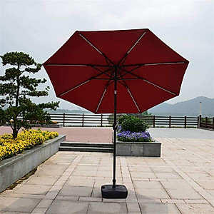 Outdoor Garden Parasols 2.7M Garden Parasol Umbrella 360-Degree LED Market Patio Umbrella with 8 LED Solar Lights Outdoor Patio Beach Sun Shade,Without Parasol Base