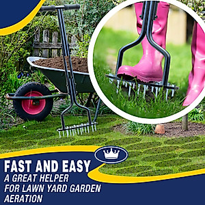 EEIEER Lawn Aerator Spikes Aerating Tool, Manual Aeration Tools with 15 Spikes, Yard Aerators with Cleaning Weeder Tool for Compacted Soil & Lawns Garden