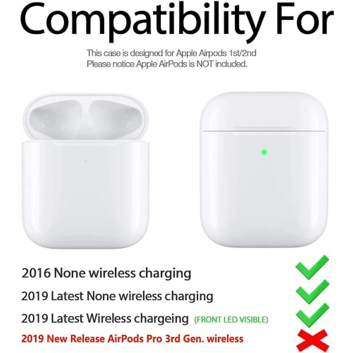 Hamile Compatible with AirPods Case Cover, Soft Silicone Protective Covers Skin (Front LED Visible) Designed for Airpod 2/ AirPod 1 Cases with Keychain Accessories, Women Girls Men Boys,Red