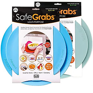 Safe Grabs 2 Color Bundle: Original Multi-Purpose Silicone Microwave Mat | As Seen on Shark Tank, GMA & The View (BPA Free, Heat Resistant, Dishwasher Safe), Blue & Mist