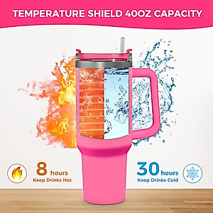 40oz Stainless Steel Tumbler with Handle Lid and Straw Insulated Coffee Mug Water Bottle Tumbler Keeps Hot and Cold Travel Cup (Cream)