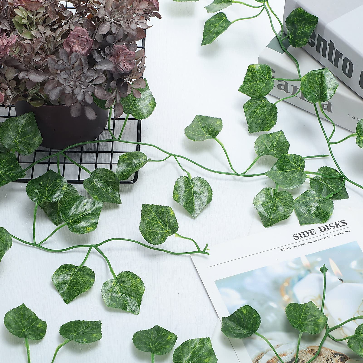 72 Packs Fake Vines Fake Ivy Leaves Artificial Ivy Garland Greenery Vines Hanging Plants for Bedroom Wedding Party Garden Home Kitchen Office Wall Decoration