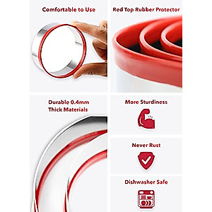 3Pcs Round Cookie Cutters 3", 4", 5", Circle Biscuit Cutter, Large Cookie Cutters, Small Cake Cutter, Dough Cutter, Unique Design with Protective Red Top PVC