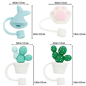 Healifty 4pcs Silicone Straw Tips Cover Reusable Drinking Straw Tips Lids Cute Straw Plugs for Straws