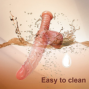 9.6-Inch Handel Realistic Dildo, Silicone Penis Adult Sex Toy with Lifelike Texture, Veins, and Glans, Flexible Shaft with Curved Shape and Testicles for Vaginal G-spot and Anal Prostate Stimulation.