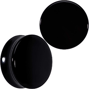 Body Candy 28mm Womens 2PC Black Agate Stone Saddle Plugs Double Flare Plug Ear Plug Gauges Set of 2