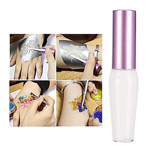 Body Glitter Glue, Adhesive Cosmetic Temporary Tattoo Glitter Powder Glue Body Painting Face Eyebrows Hair Nails Tattoo Gel Beauty Tool for Festival Carnival Concert Party Beauty Rave Accessories 7ml