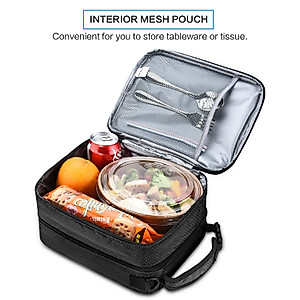 Tirrinia Expandable Insulated Lunch Bag, Leakproof Flat Lunch Cooler Tote with Shoulder Strap for Men and Women, Suitable for Work & Office, Black