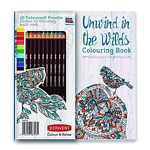 Adult Coloring Book and Coloursoft Colored Pencils: Color and Relax - Unwind in the Wilds by Derwent (2302339)