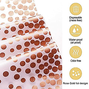 FECEDY 4 Packs 54"x108" Rose Gold Wave Point White Disposable Plastic Table Cover Waterproof Tablecloths for Rectangle Tables up to 8 ft in Length Party Decorations