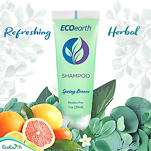 EcoEarth Travel Size Hotel Shampoo (1 fl oz, 100 Pack, Spring Breeze), Delight Your Guests with Revitalizing and Refreshing Shampoo for Guest Hospitality, Small Size Luxury Shampoo in Bulk