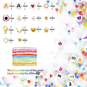 Funtopia 3mm 21600pcs Seed Beads for Jewelry Making, 60 Colors Small Glass Beads for Bracelets, Friendship Bracelet Kit with Alphabet Letter Beads, Evil Eye Beads for DIY, Art and Craft