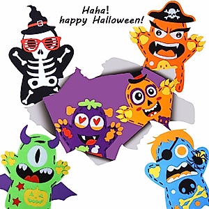 Yaveron 6PCS Halloween DIY Hand Puppets Sewing Craft Kit for Kids Felt Sewing Art Toys, Story Telling, Introduction to Sewing, Manual Activity