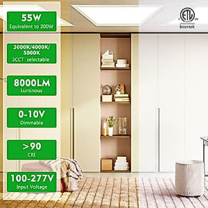 ETL Listed 2 Pack 1x4 Led Flat Panel Light,CRI90 3CCT 3000K/4000K/5000K Dimmable 0-10V, 8000LM, LED Light Drop Ceiling Fixture,Flat Panel Led Light,Ceiling Panels LED Troffer LED Lay for Office