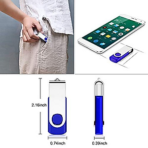 64GB Flash Drive, JEVDES 3 Pack Swivel Data Storage USB Flash Drive USB 2.0 Flash Drive Thumb Drives with LED Indicator, Jump Drive Zip Drive Memory Sticks (3 Mixed Color with Lanyards)