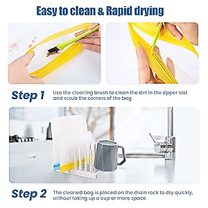 Reusable Storage Bags -21 Piece Set, 2 Reusable Gallon Bags & 4 Reusable Freezer Bags & 6 Reusable Sandwich Bags & 6 Reusable Snack Bags, BPA free LEAKPROOF Thickend Reusable Food Storage Bags