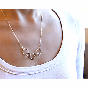 EFYTAL 50th Birthday Gifts for Women, 925 Sterling Silver Five Circle Necklace For Her, Thick Ring 5 Decade Jewelry 50 Years Old