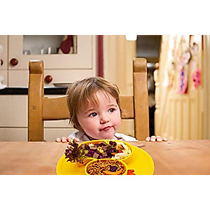 Qshare Toddler Plate, Portable Baby Plates for Toddlers and Kids, BPA-Free Strong Suction Plates for Toddlers, Dishwasher & Microwave Safe Silicone Placemat 9x6x1.4 inch